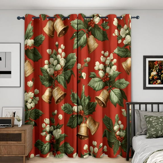 Christmas Curtains For Living Room , Red Pattern Design Blackout ...