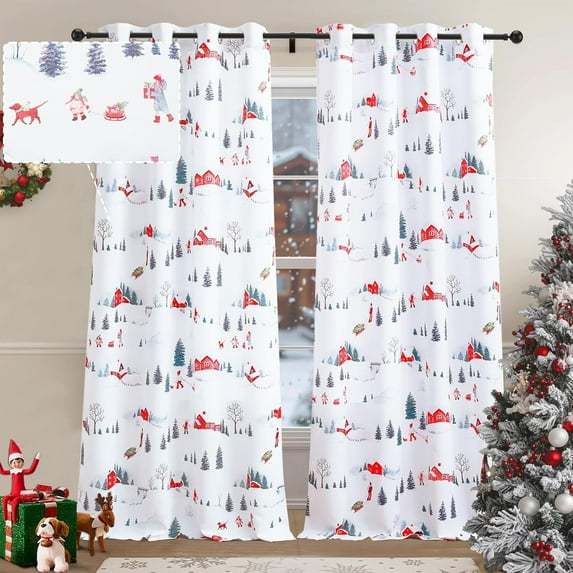 Christmas Curtains for Living Room 2 Panels Set 84 Inch Length,Snowman ...