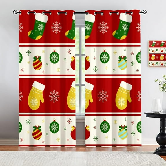 Christmas Curtains, Winter Red Decor Blackout Curtains For Living Room ...