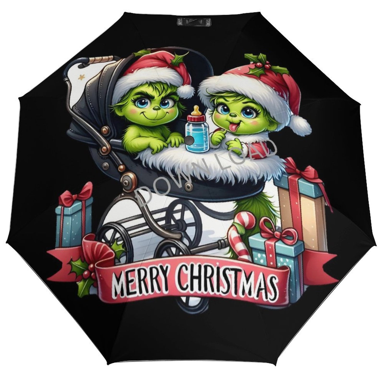 Christmas Cute Babies Grinch Kids Folding Umbrella,Auto Open/Close ...