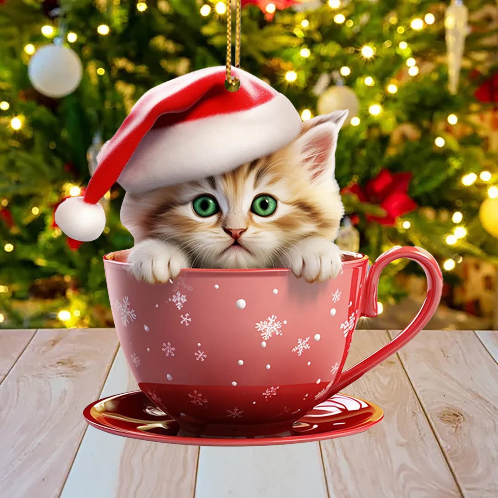 Christmas Cute Cat Ornaments Acrylic Christmas Ornaments Hanging for ...