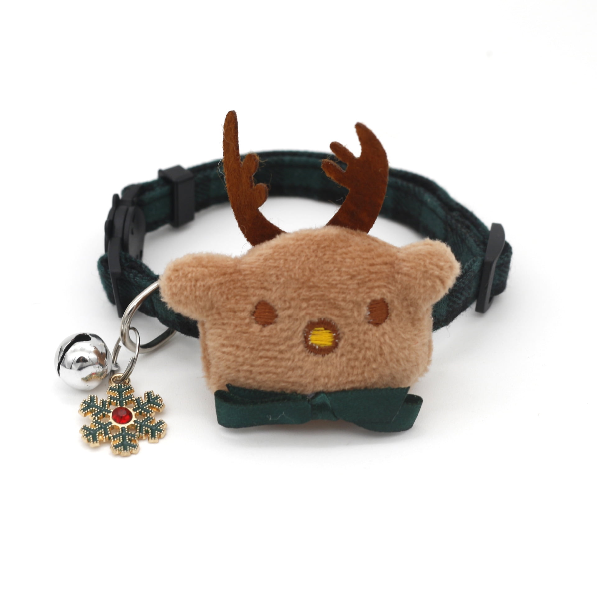 Christmas Cute Elk Plush Cat Collar Whit Bell - Adjustable, Breakaway ...