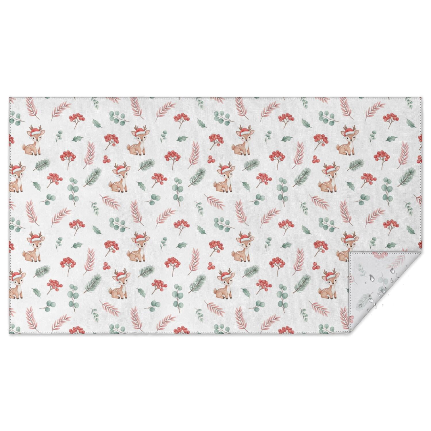 Christmas Cute Reindeer Face Light Blue Pattern Rectangular Tablecloth ...