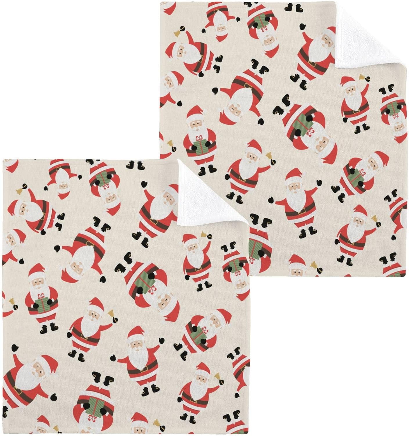 Christmas Cute Santa Claus Washcloth 12x12in Set, 6 Pack Absorbent ...