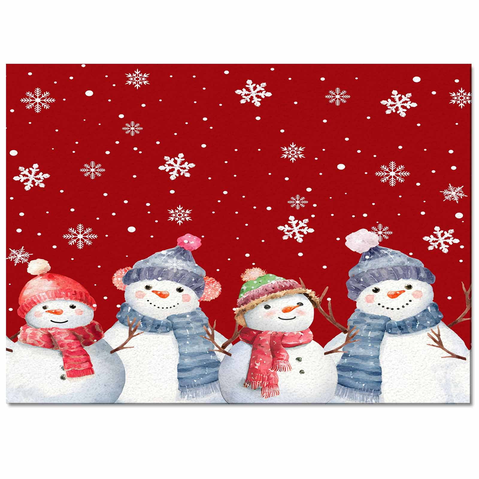 Christmas Cute Snowman Area Rug 4x6ft Winter Snowflakes Red Non-Slip ...