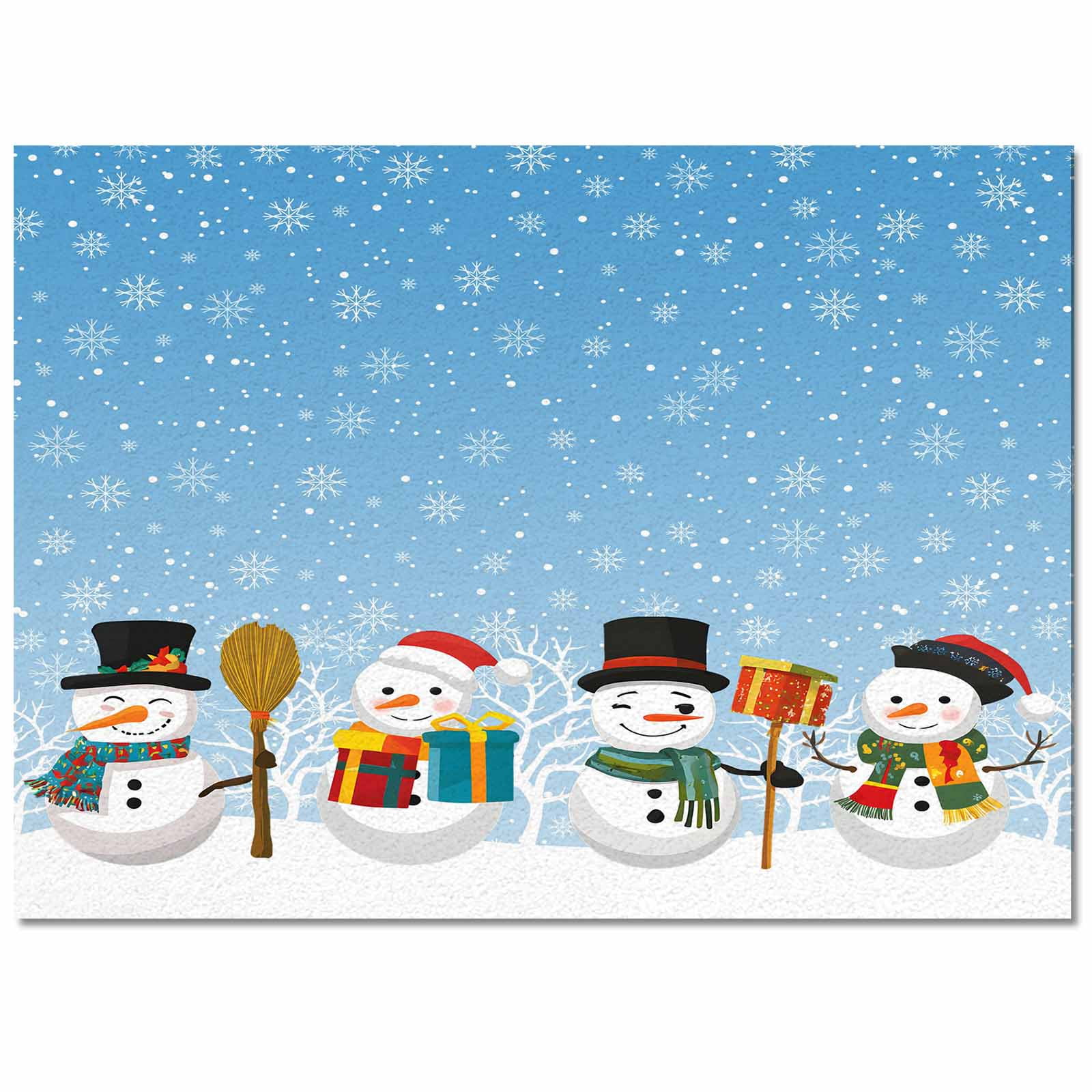 Christmas Cute Snowman Area Rug 5x7ft Snowflakes Winter Blue Texture ...