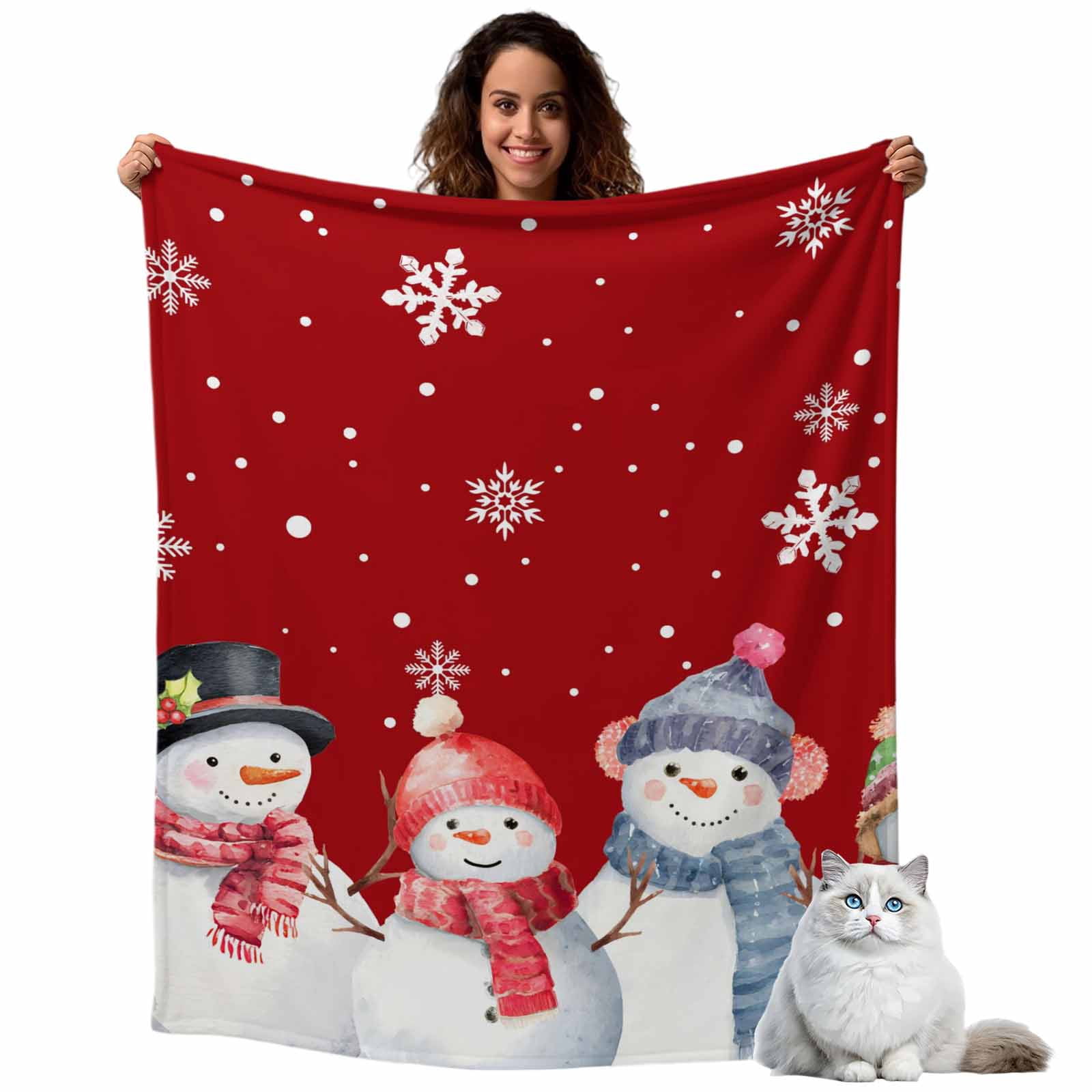 Christmas Cute Snowman Fleece Throw Blanket Lightweight Winter ...