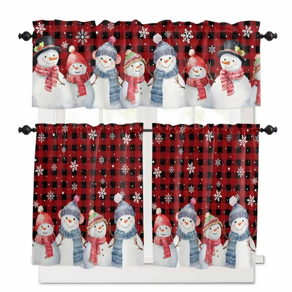 Christmas Cute Snowman Kitchen Curtains Valances and Tiers Set of 3 ...