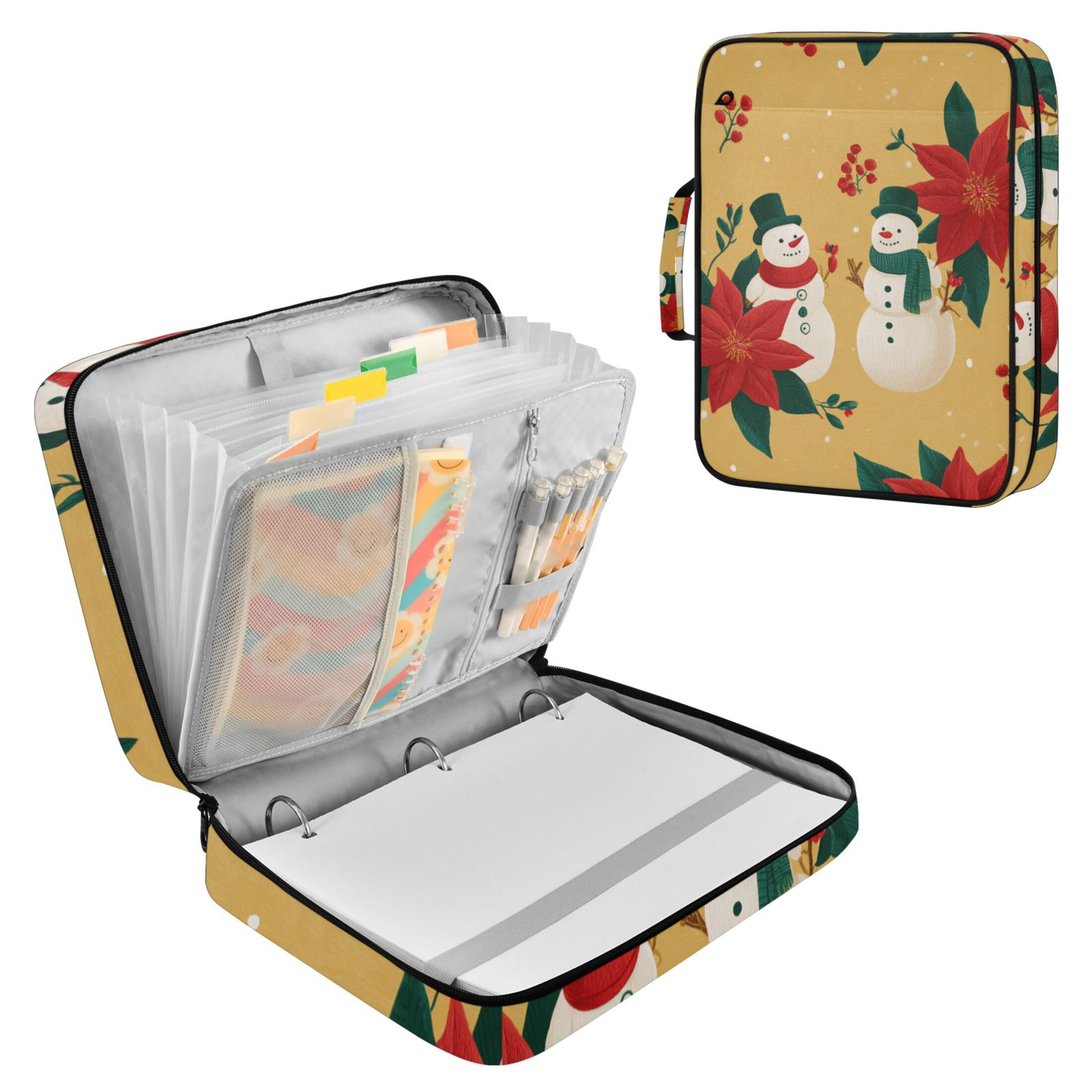Christmas Cute Snowman with Poinsettia Accordion File Organizer ...