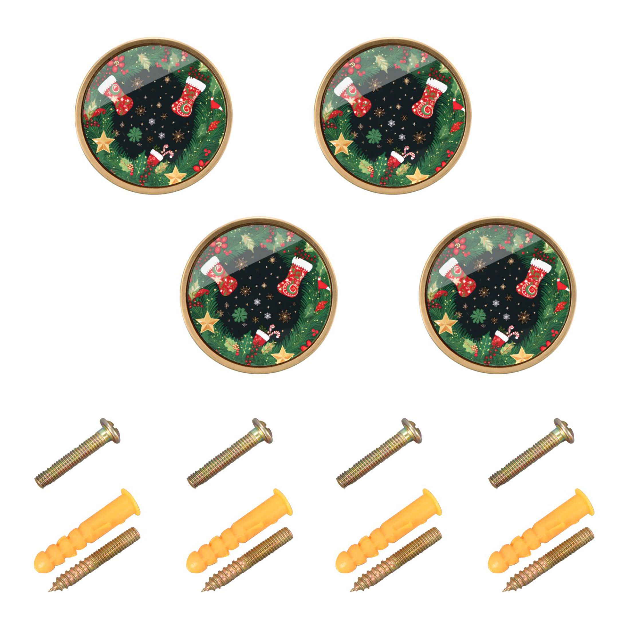 Christmas Cute Trees Snows Cabinet Knobs Kitchen Drawers Knobs Door ...