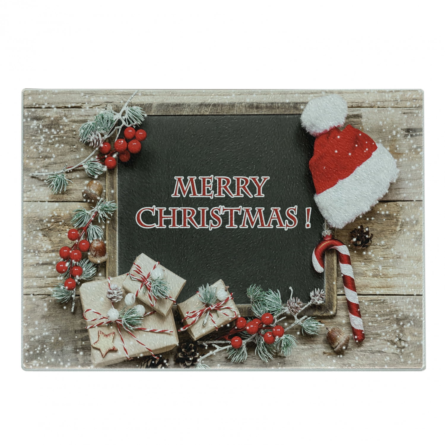 Christmas Cutting Board, Vivid Balls on Horizontal Lines Ligneous ...