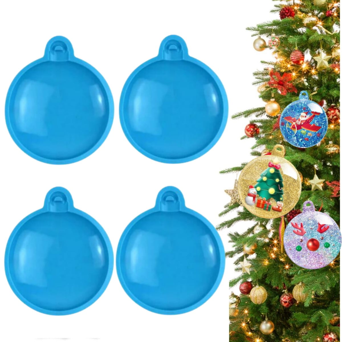 Christmas DIY Decor,Christmas Resin Molds, 4 Pcs Ornaments Epoxy Resin ...