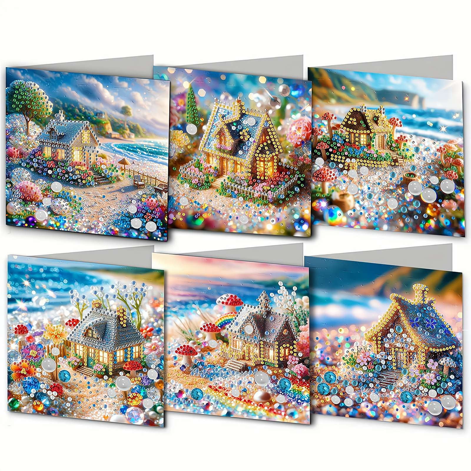Christmas DIY Diamond Greeting Cards Set, DIY Diamond Art Painting ...
