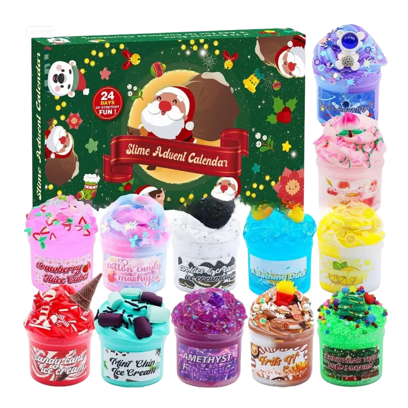 Christmas DIY Slime Clay Advent Calendar 2025 Blind Box 12PCs Slime ...