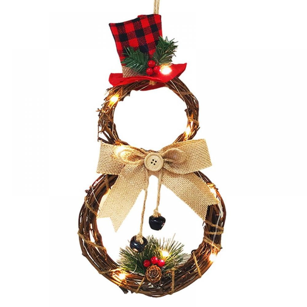 Christmas DIY Triangle Rattan Circle LED Wreath,Snowman Christmas ...