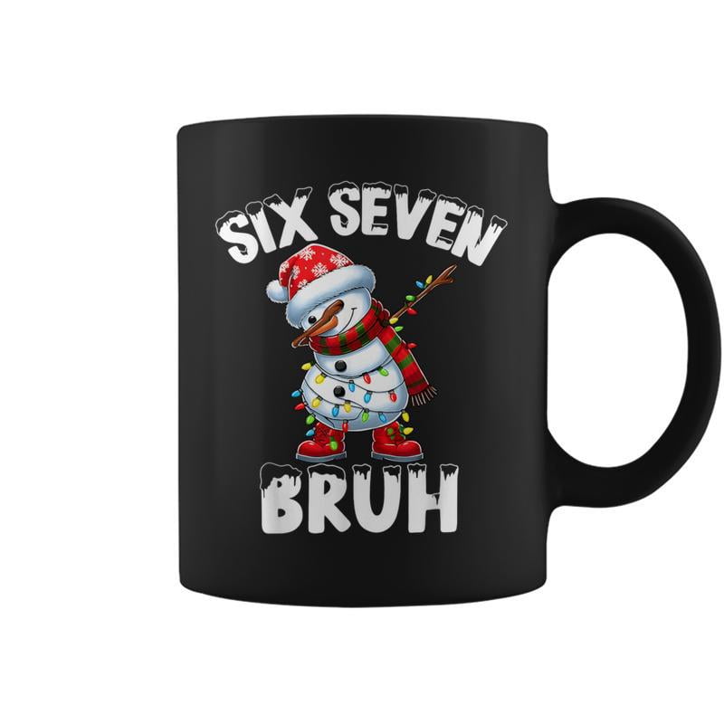 Christmas Dabbing Snowman Santa Xmas Lights Six Seven Bruh Coffee Mugs ...