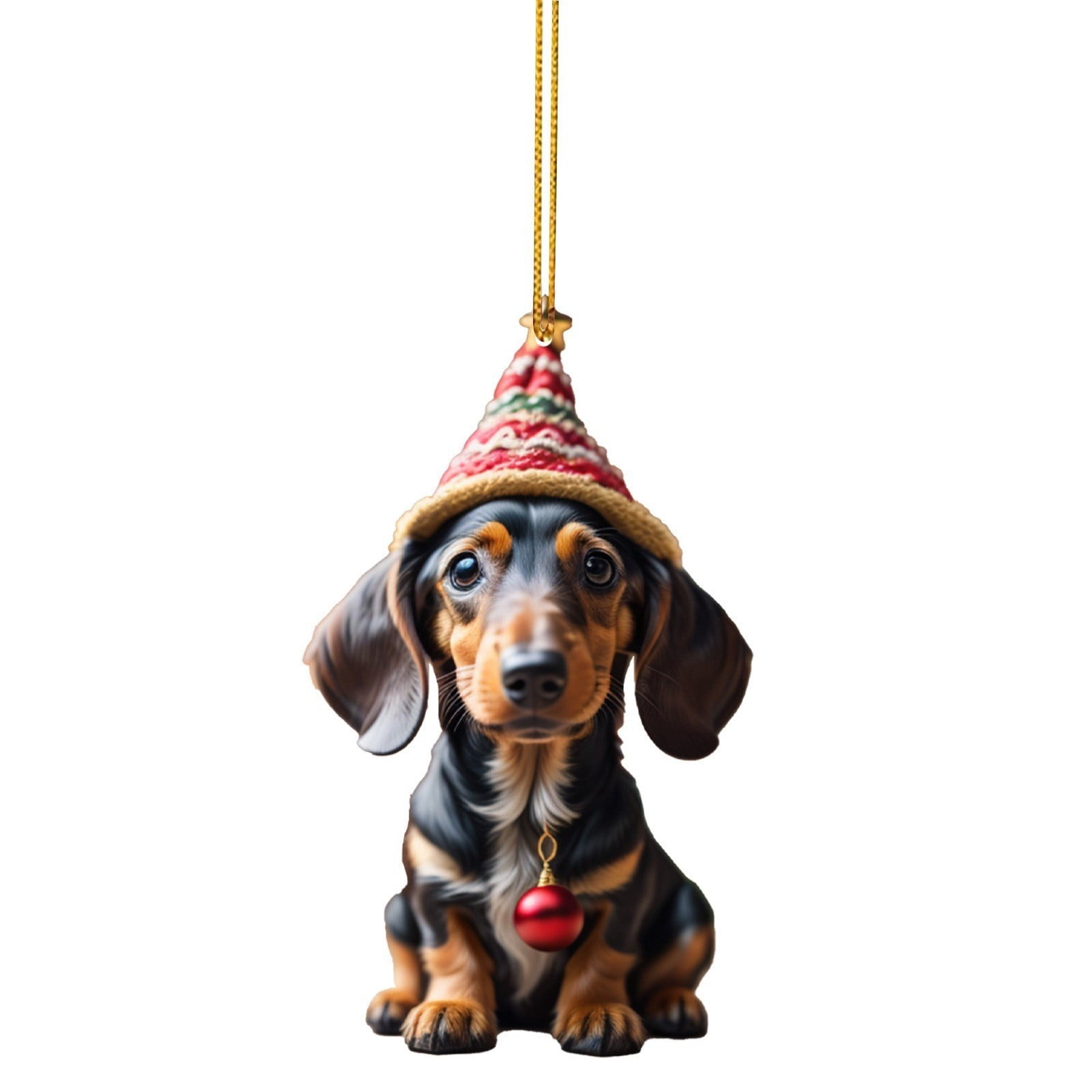 Christmas Dachshund Dog Tree Decorations, Cute 2D Acrylic Hanging ...