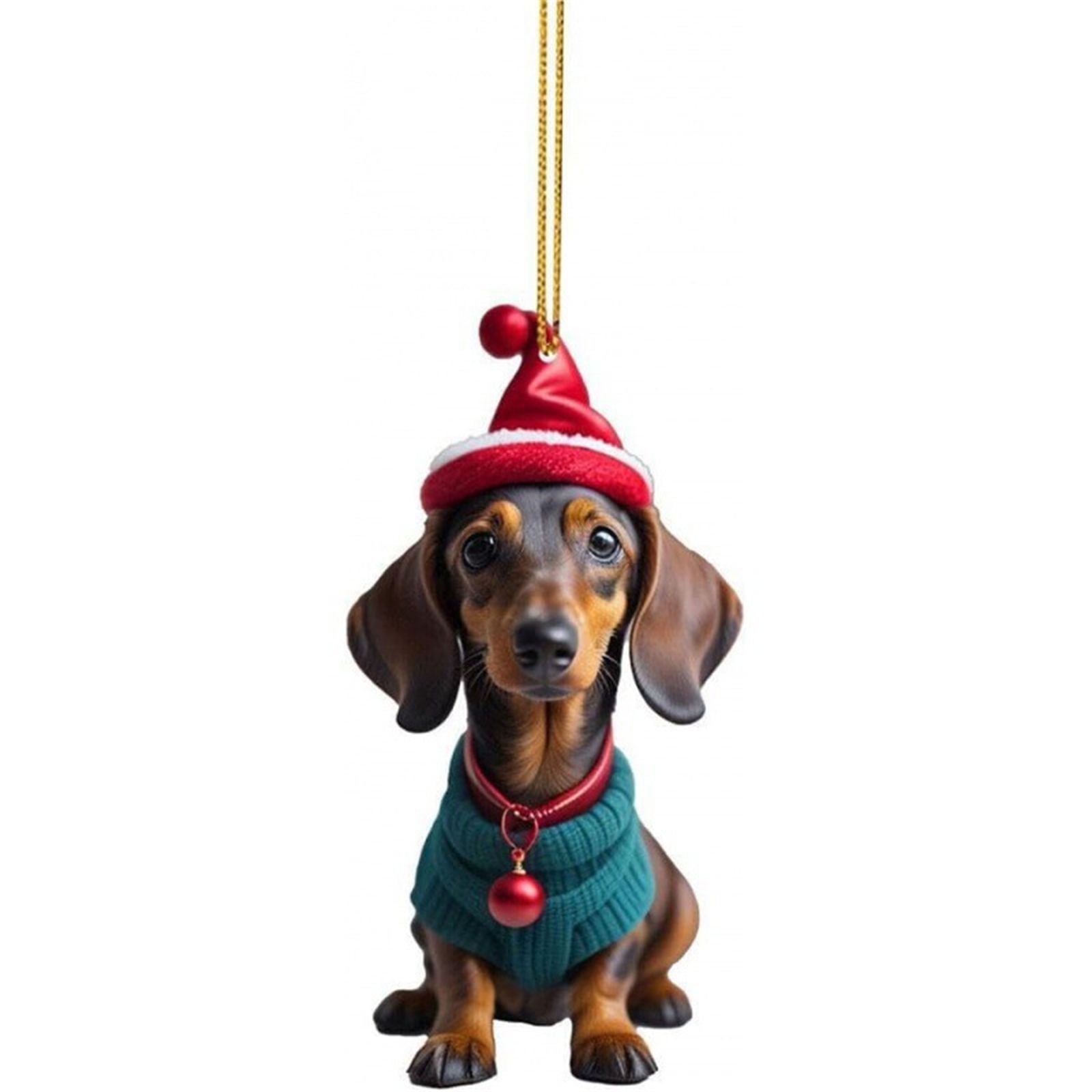 Christmas Dachshund Dog Tree Decorations,Cute 2D Acrylic Hanging ...