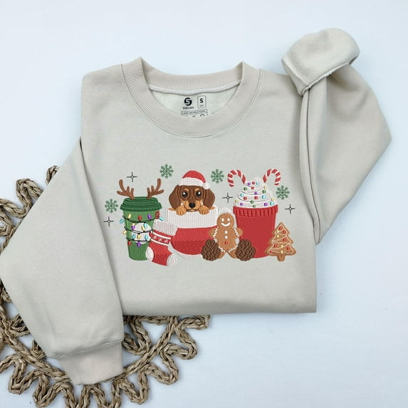 Christmas Dachshund Embroidered Sweatshirt: Dog Owner Christmas Gift ...