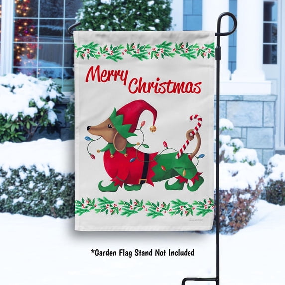 Christmas Dachshund Garden Flag, Funny Dog Holiday Flag, Outdoor ...