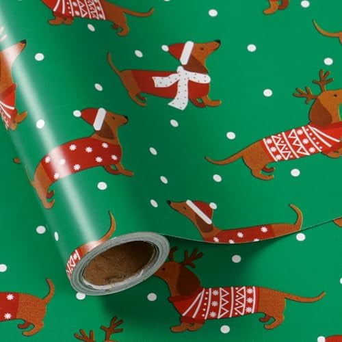 Christmas Dachshund Wrapping Paper Jumbo Roll, Dachshund Dressed in ...