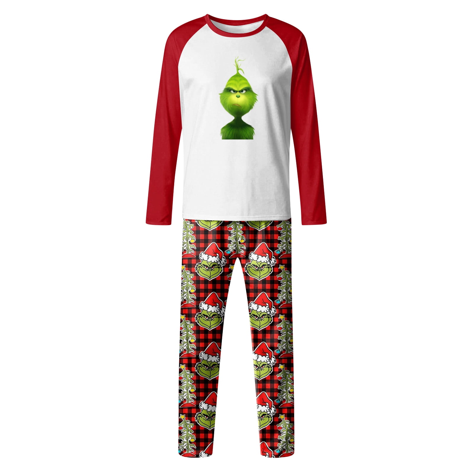 Christmas Dad Pajamas Grin-ch Fleece-Cotton Blend Long-Sleeve Shirt ...