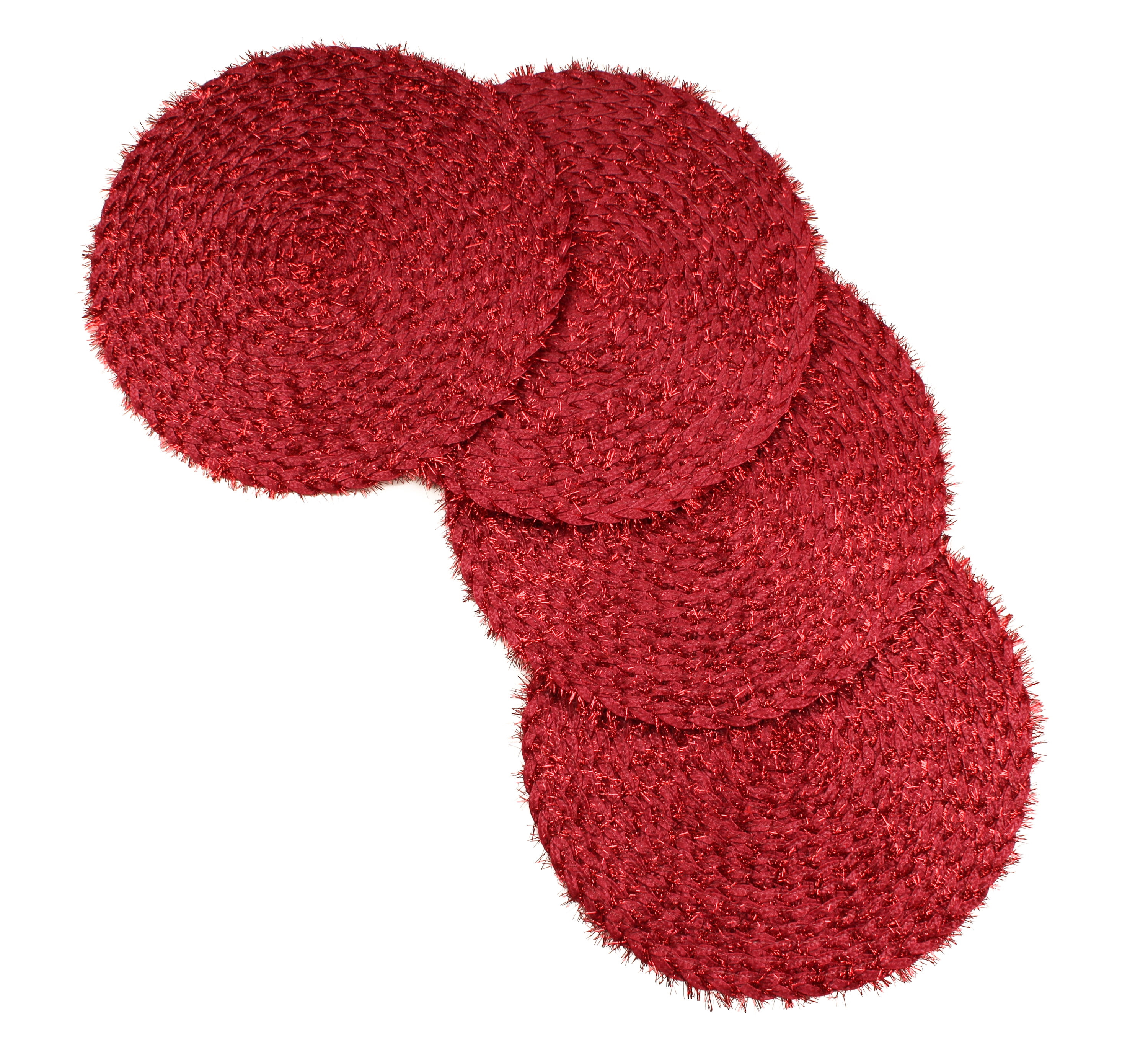 Christmas Daisy Woven Braided Table Placemats 15 Inches Round Set of 4 ...