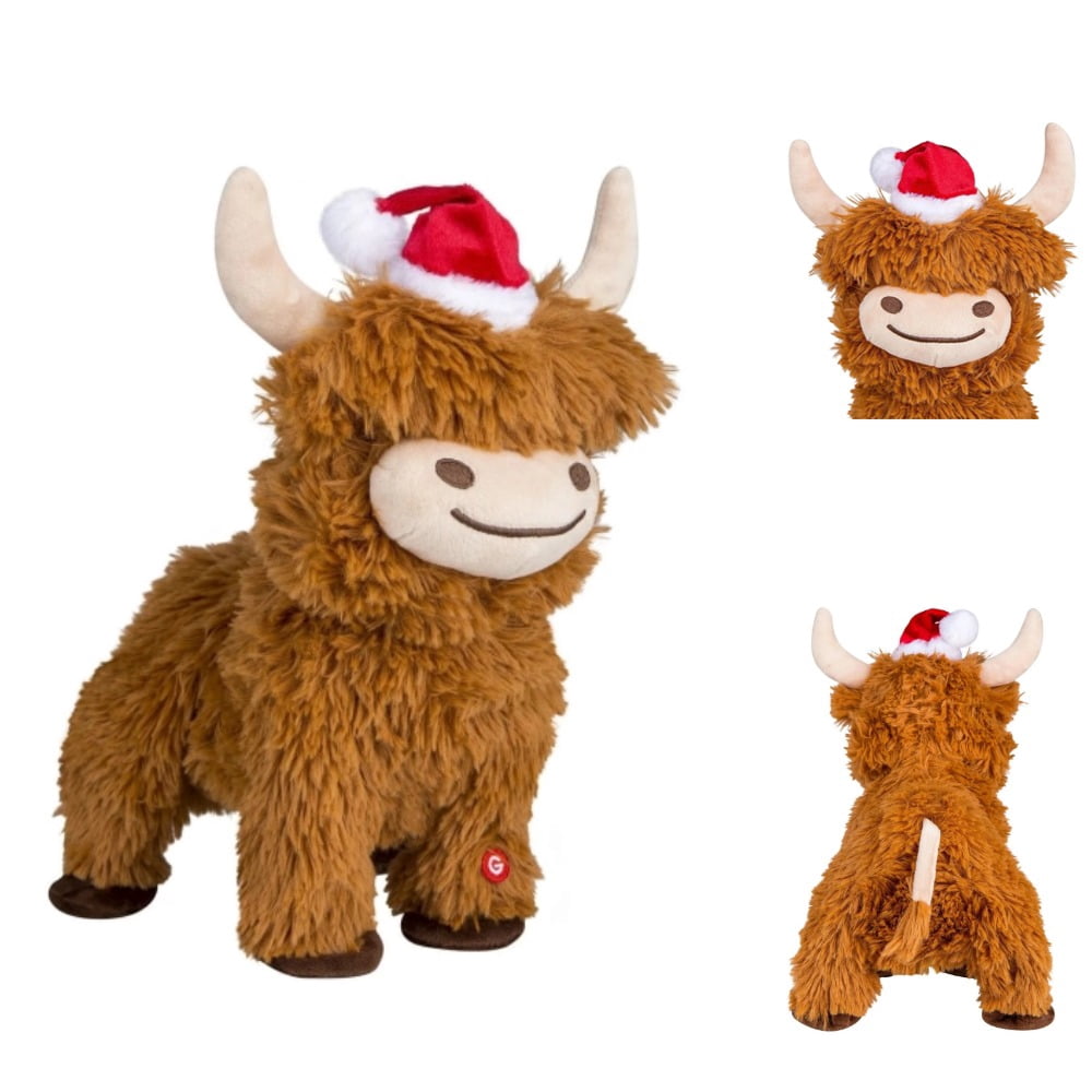 Christmas Dancing Highland Cow Stuffed Animal, 11" Precious Animated ...