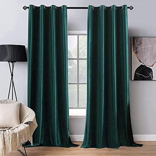 Christmas Dark Green Velvet Curtains Room Darkening Blackout Solid Soft ...