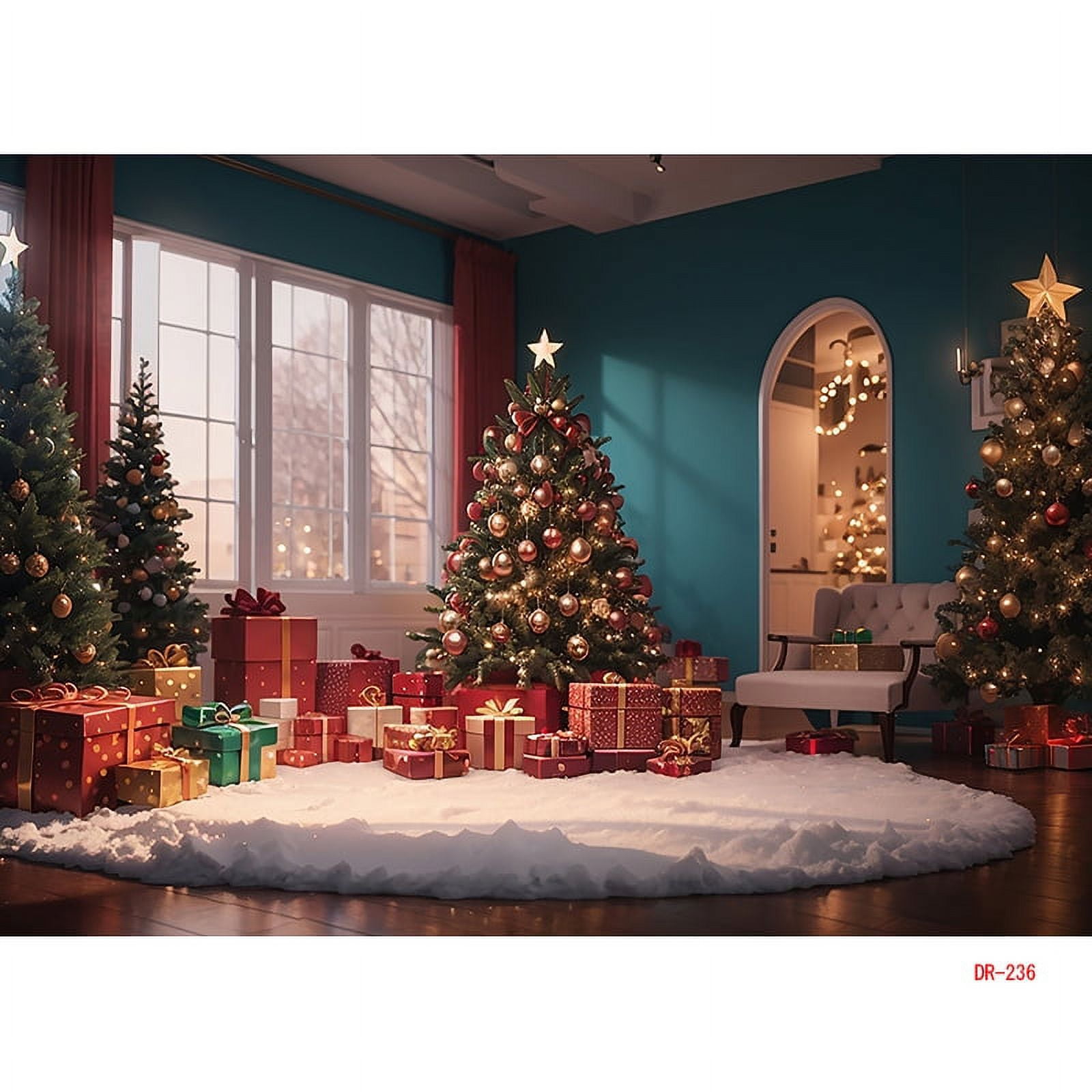Christmas Day Fireplace Photography Backdrops Prop Window Living Room ...