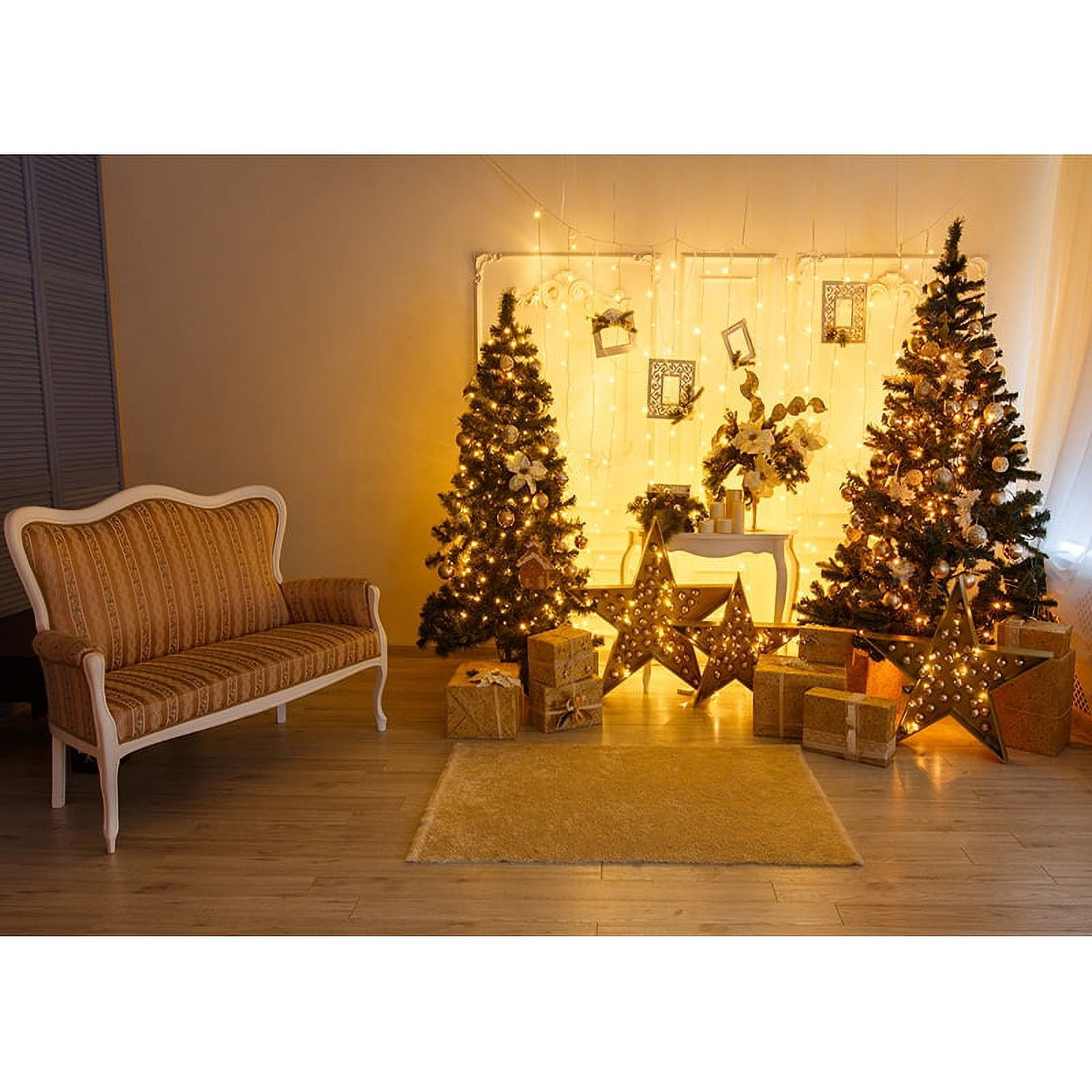 Christmas Day Fireplace Photography Backdrops Prop Window Living Room ...