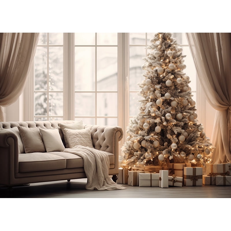 Christmas Day Fireplace Photography Backdrops Prop Window Living Room ...
