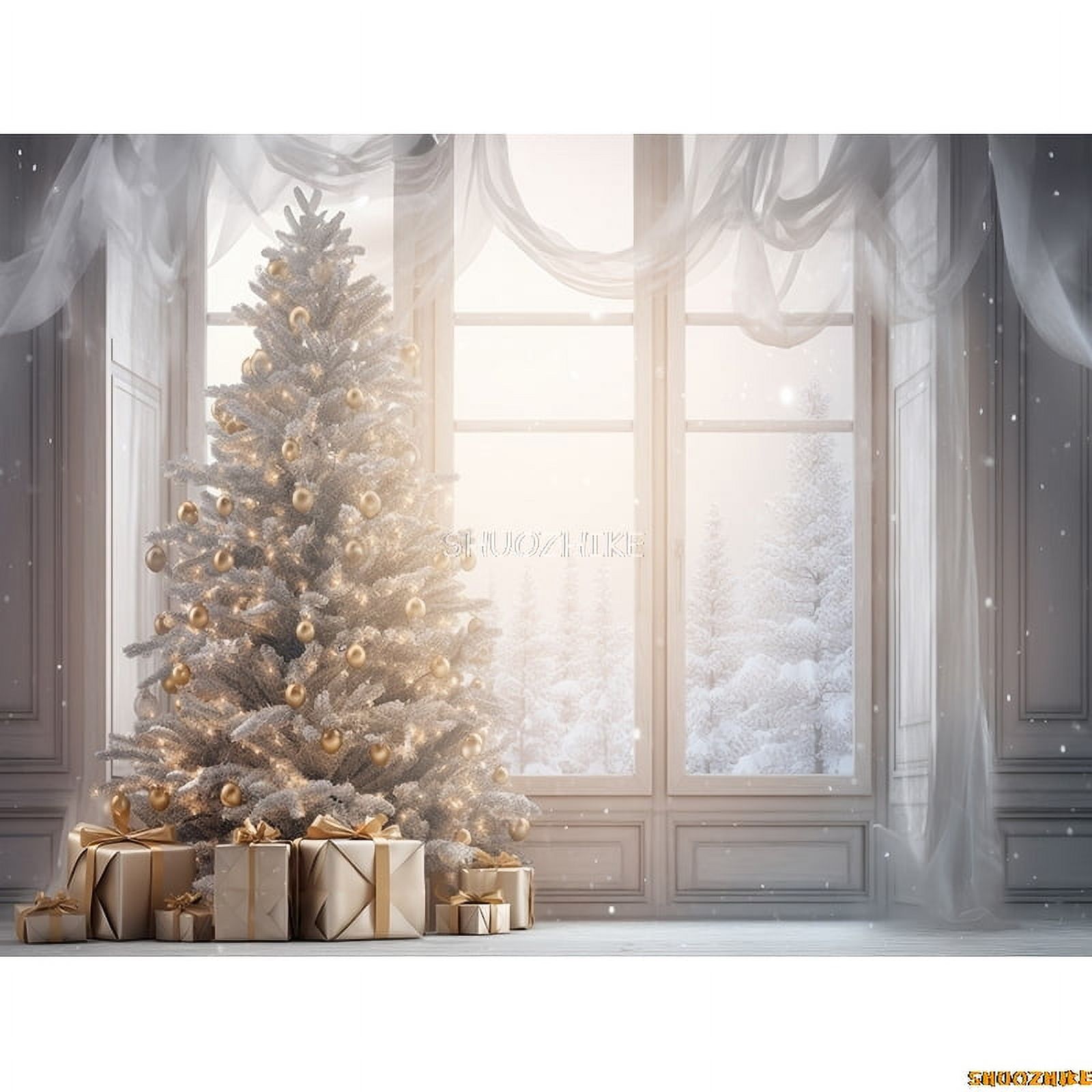 Christmas Day New Year ration Photography Backdrops Pinecs Snow ...