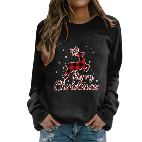 Christmas Day Sweatshirt for Women Sweat Shirt Casual New Year Long ...