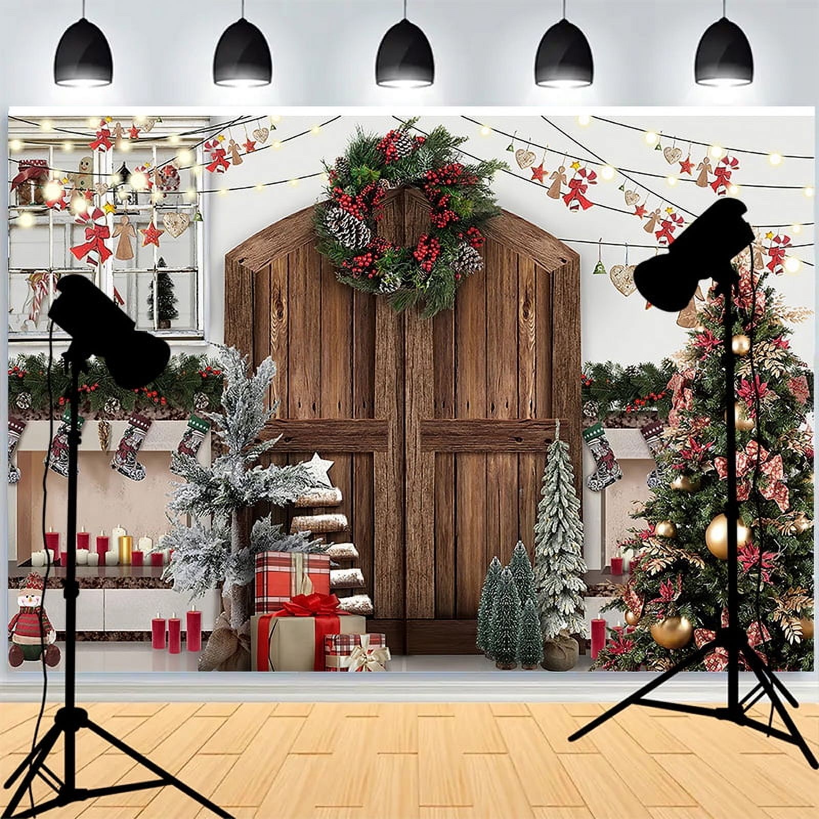 Christmas Day Wreath Window Background Xmas ration Warmth Living Room ...
