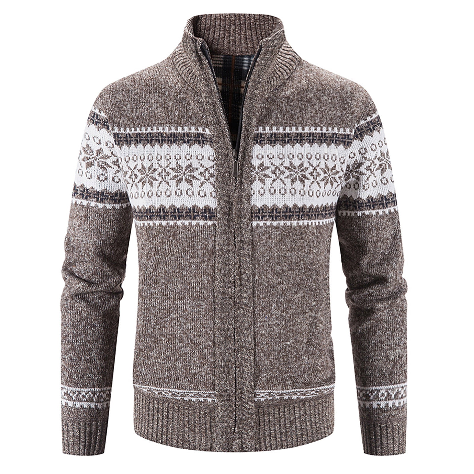 Aoochasliy Men's Christmas Cardigan Sweater Plus Velvet Loose Knit ...