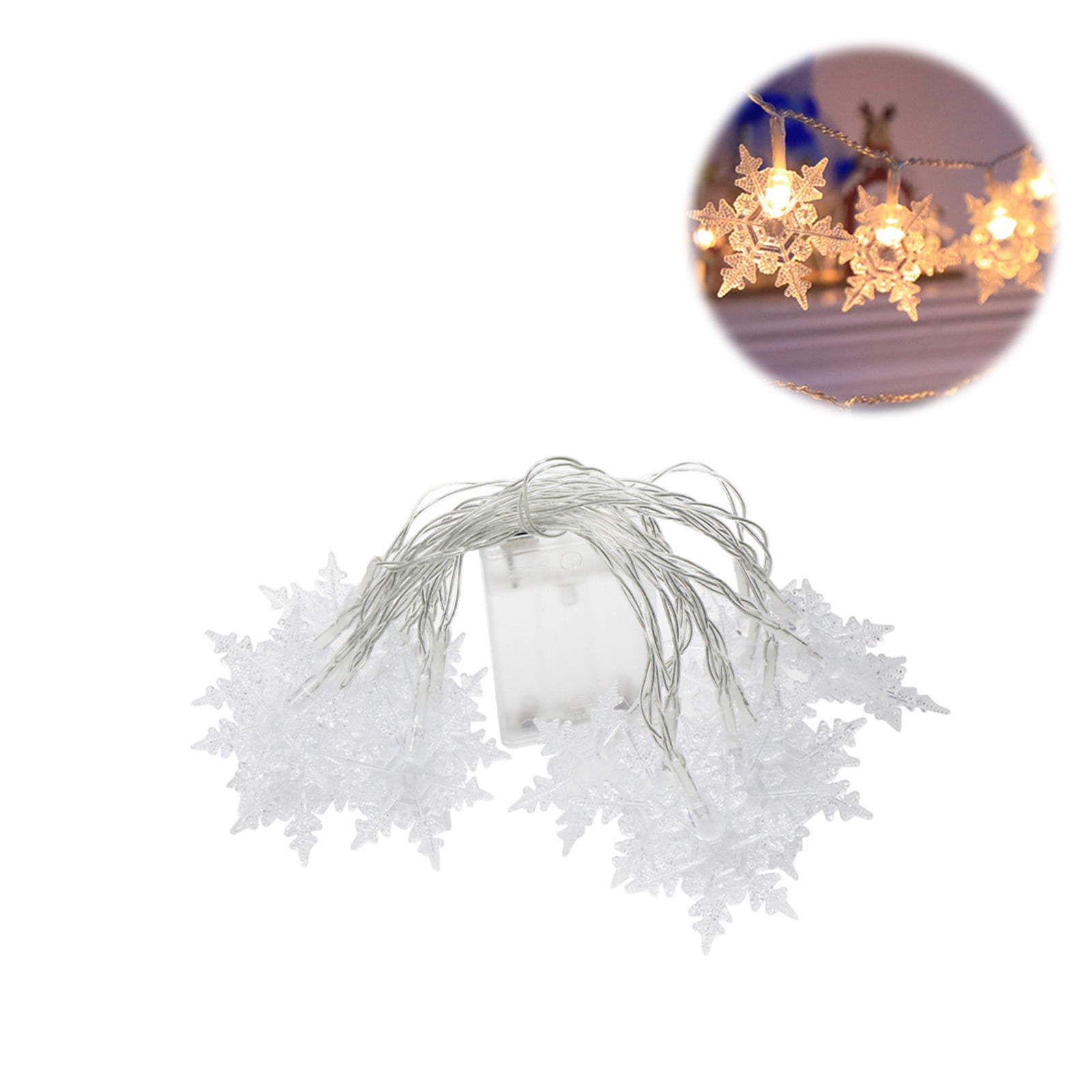 PRETXORVE Christmas Lights 10 Led Snowflake String Lights Battery ...