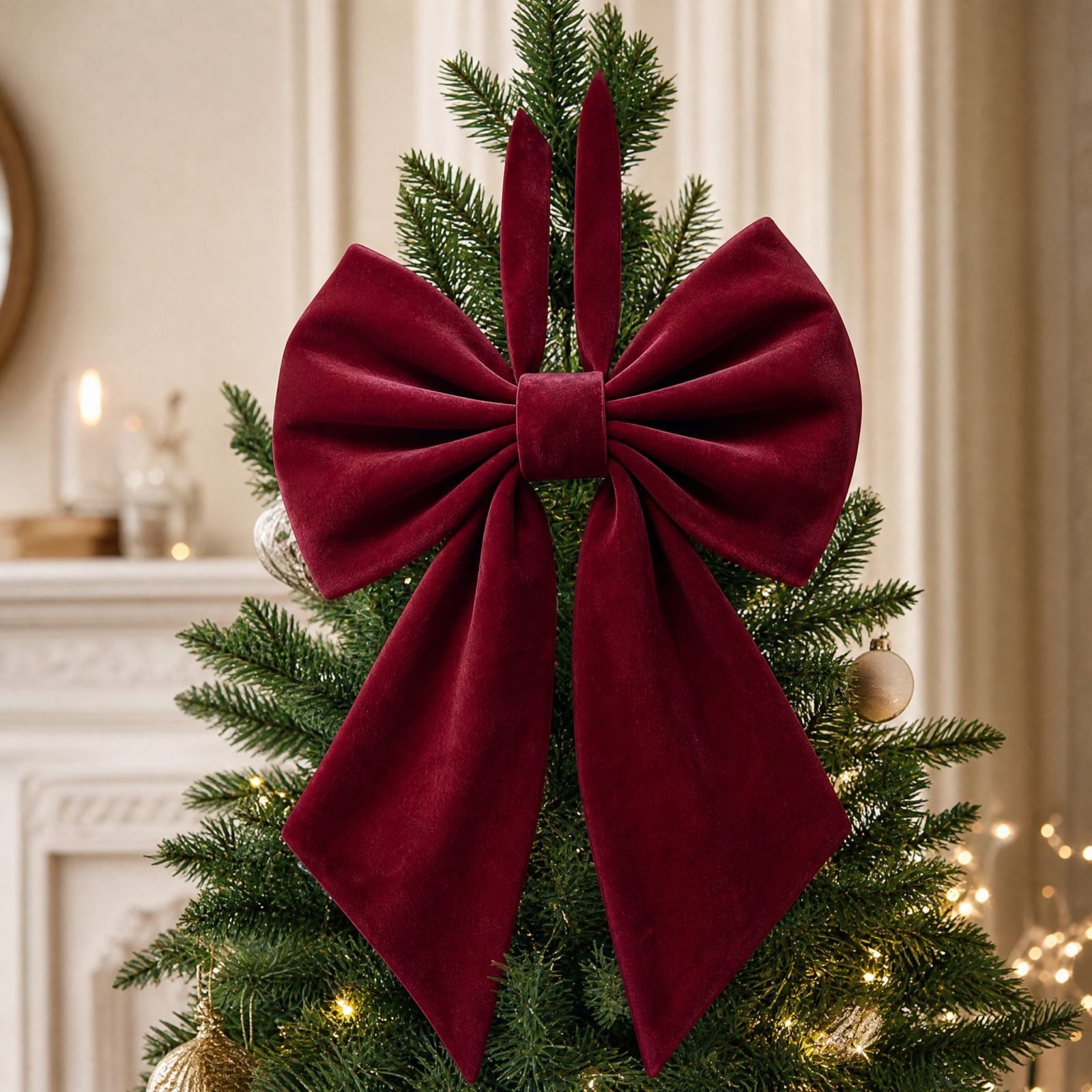 Christmas Decor - 22x12.5 In Large Wine Velvet Christmas Tree Topper ...