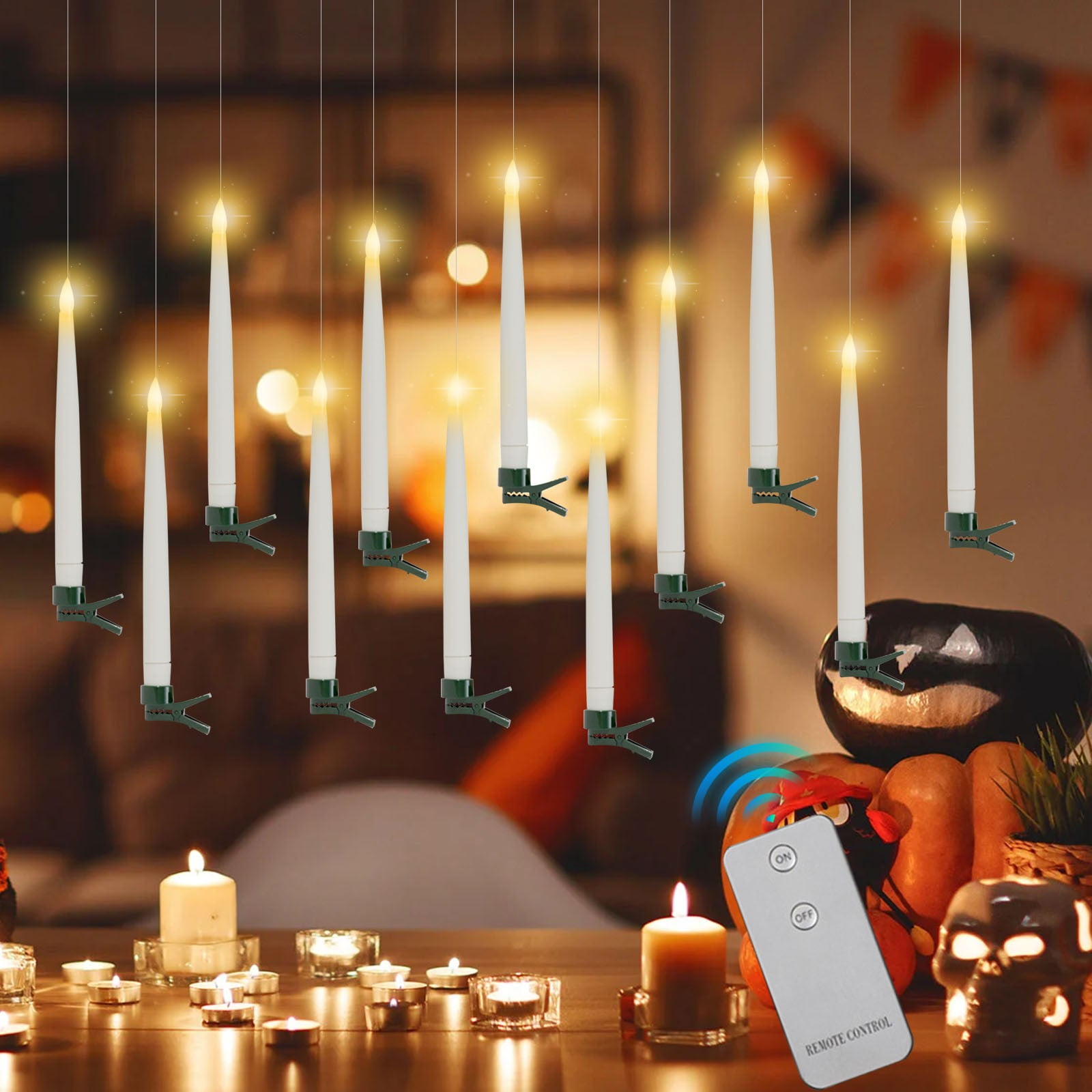 Christmas Decor Candle,12 Pcs Floating Candles with Wand,Magic Hanging ...