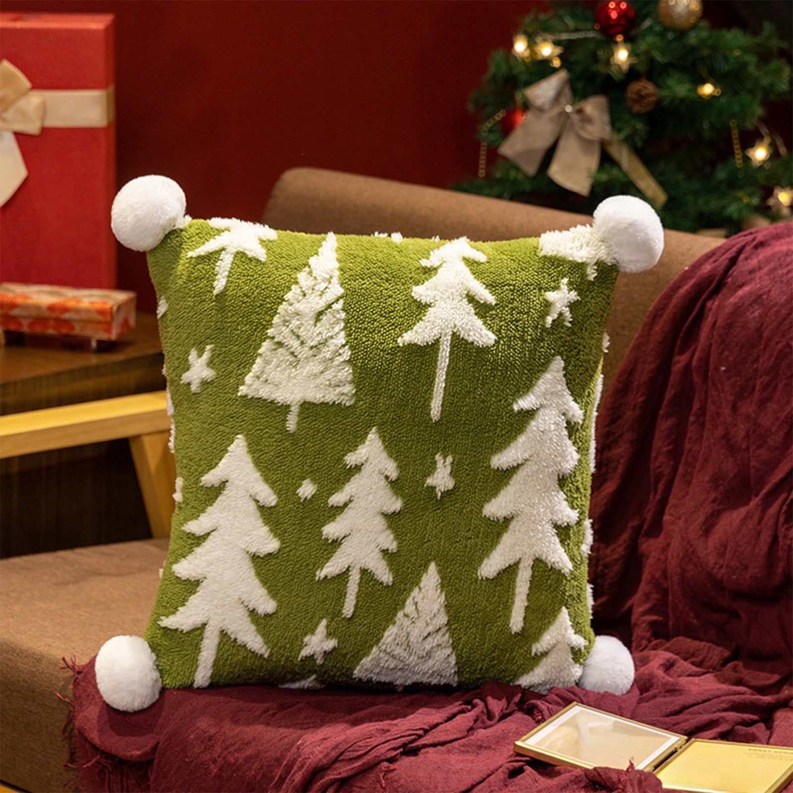 Christmas Decor Christmas Tree Square Pillow Tree Design Plush Sofa ...