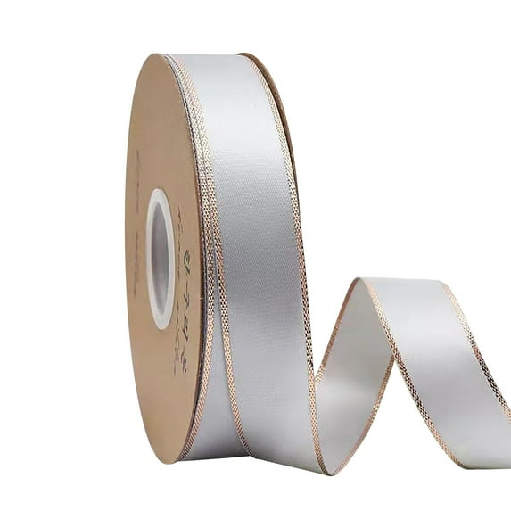 Christmas Decor New .3cm Double Gold Edged Polyester Ribbon Gift Flower Packaging Ribbon ...