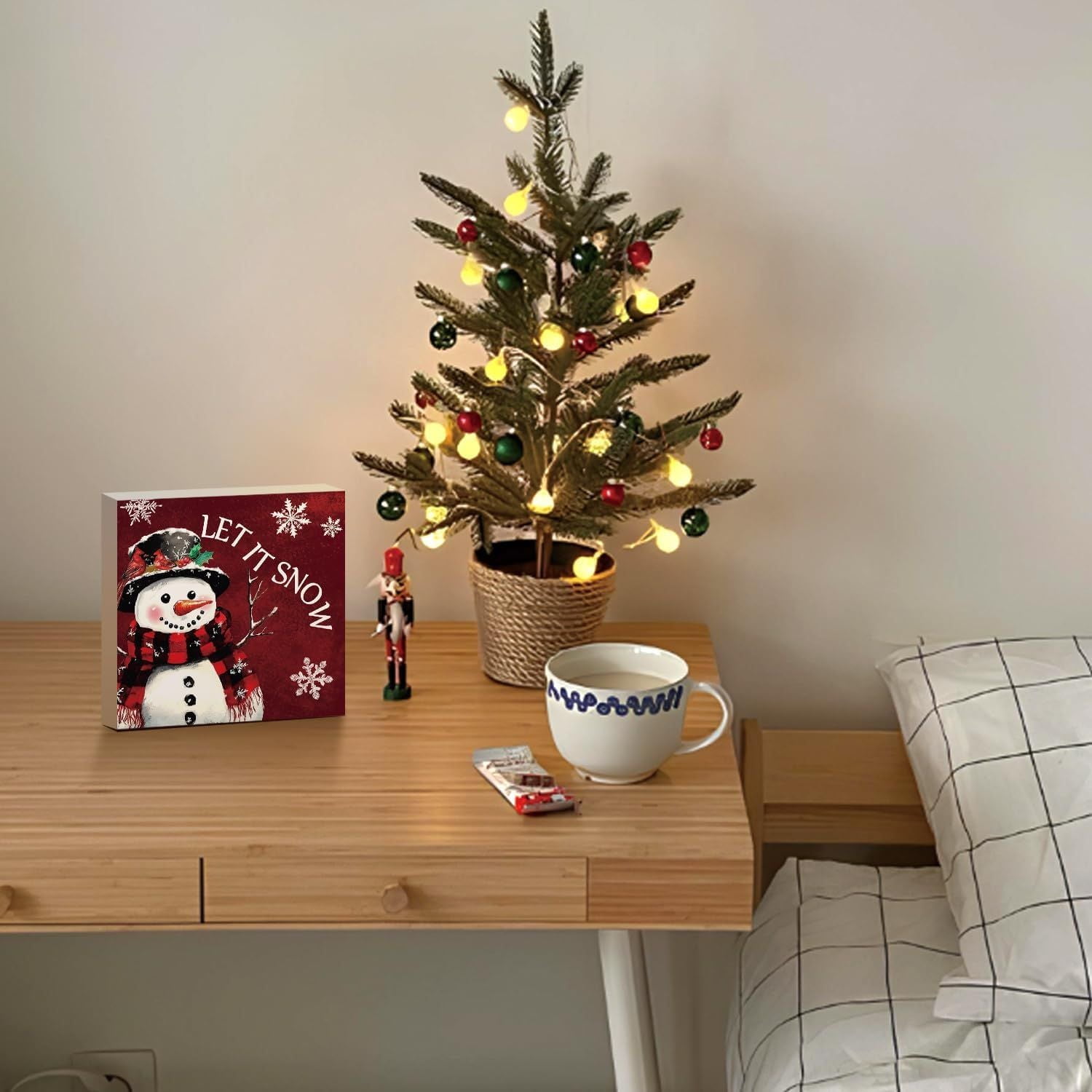 Christmas Decor Red Truck Christmas Wooden Box Signs Plaid Christmas ...