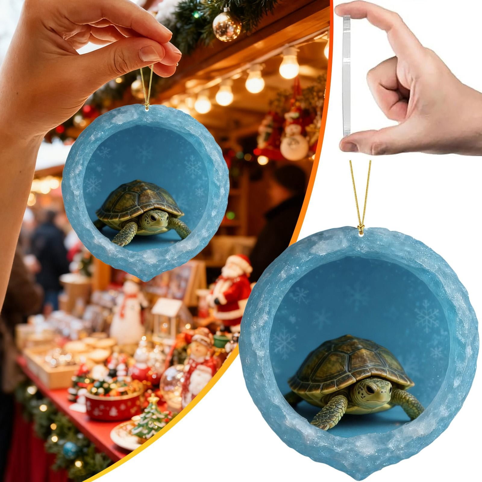 Christmas Decoration 1PC 3.14" Ice Turtle 2D Acrylic Christmas Ornament ...