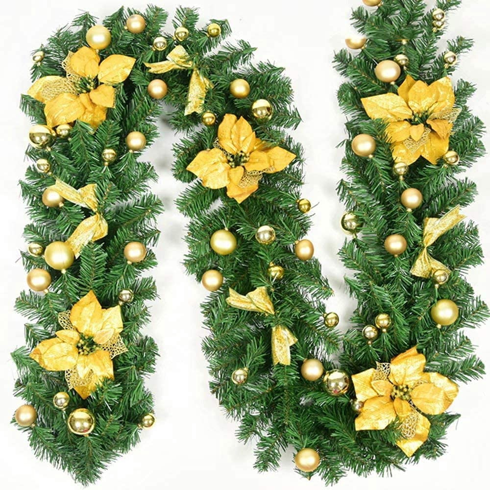 Christmas Decoration 2.7m Rattan Garland Wreath with Led Light Door ...