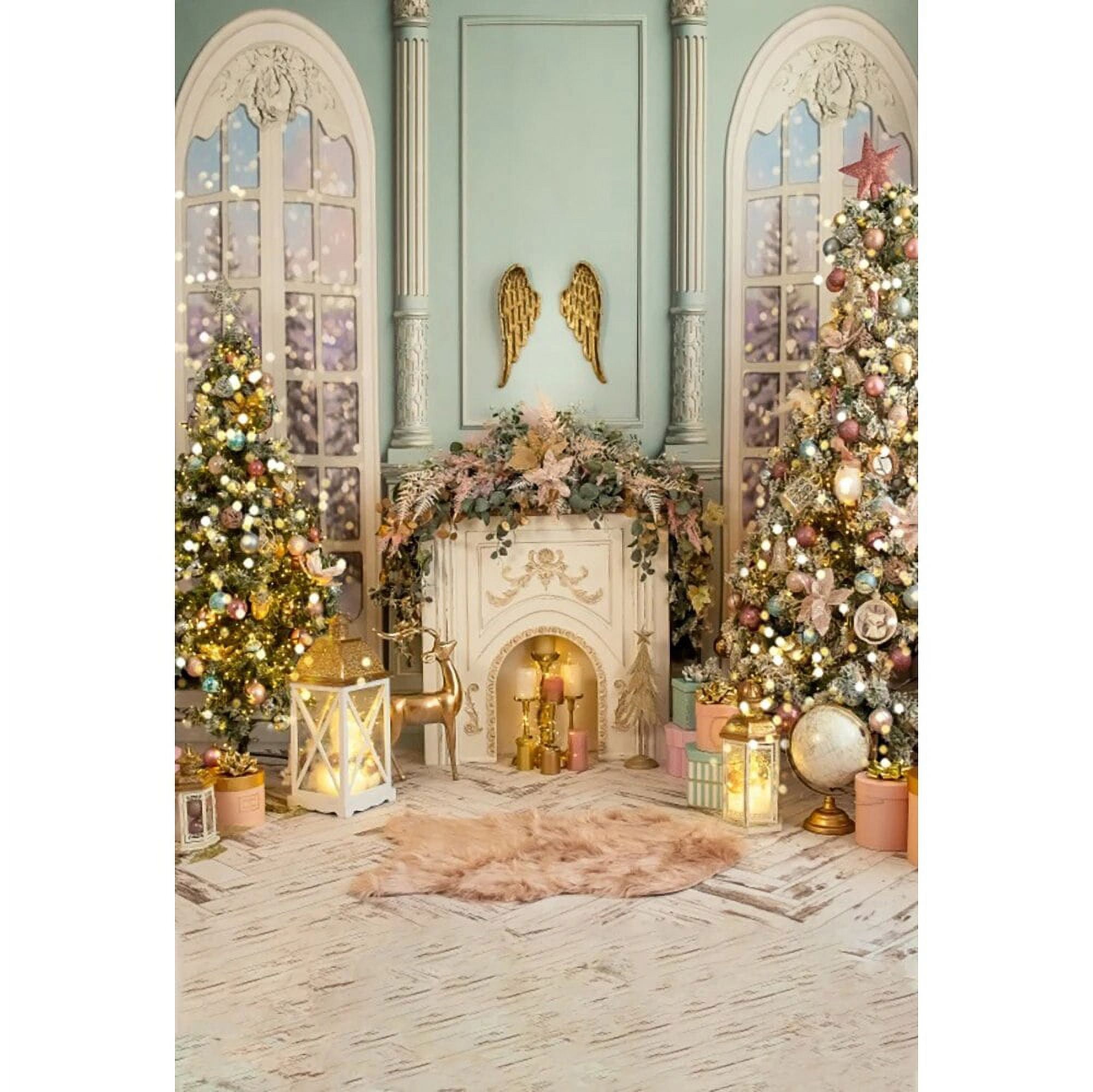 Christmas Decoration Background Winter Snow Showers Window Mantel Baby ...