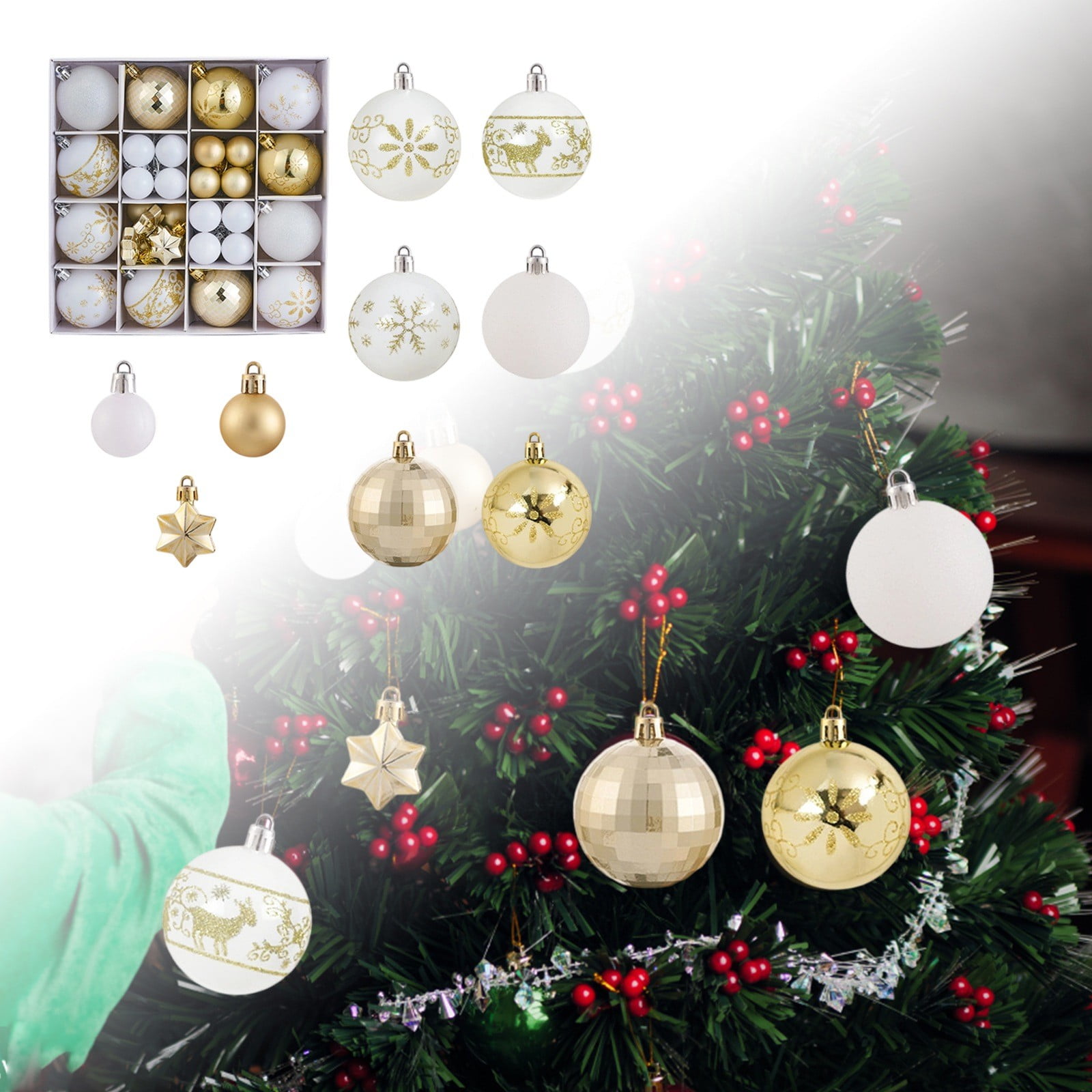 Christmas Decoration Ball Hanger B 44pc Christmas Ornament Set Indoor ...