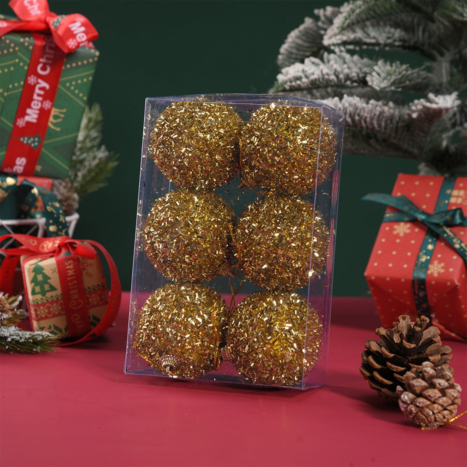 Christmas Decoration Ball Set, 6-piece Foam Ornaments, Reflective ...