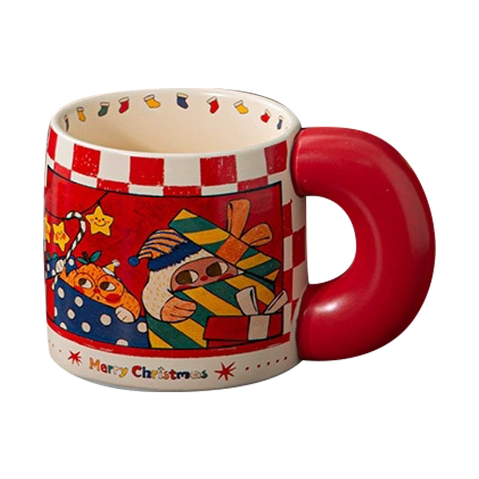 Christmas Decoration Cartoon Ceramic Mug Cute Couple Coffee Cup for ...