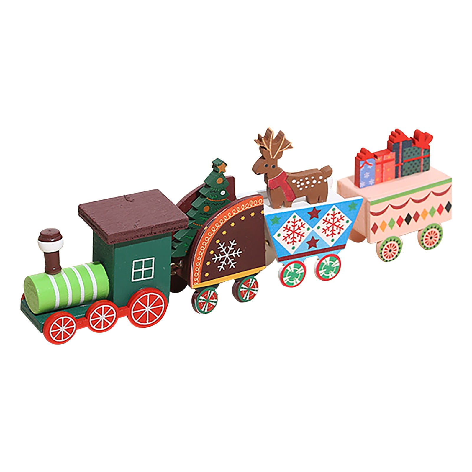 Christmas Decoration Christmas Wooden Train Set Three-Section Mini ...