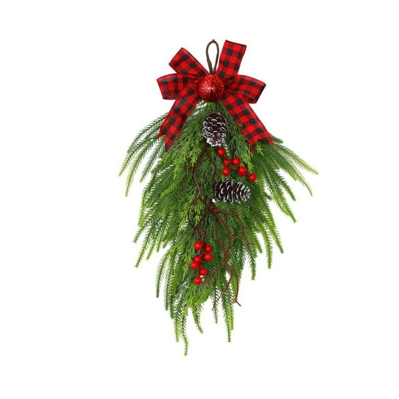 Christmas Decoration Extra Long Tear Shaped Green Tear Shaped Wreath ...